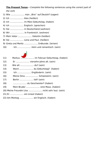 The Present Tense in German - a differentiated resource bundle ...
