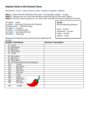 The Present Tense in German - a differentiated resource bundle ...