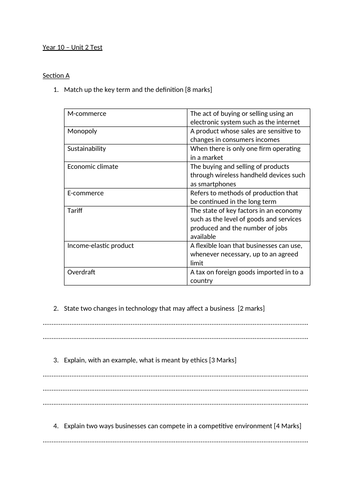 AQA Business Studies unit 2 - Influences on Business | Teaching Resources AQA Business Studies unit 2 - Influences on Business | Teaching Resources