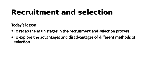AQA Business GCSE topic 4.2 - Recruitment and selection | Teaching ...