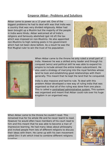 L3 Emperor Akbar's problems | Teaching Resources