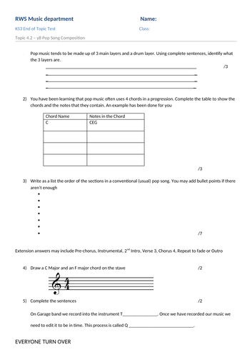12 Lesson Pop Music Composition Project | Teaching Resources