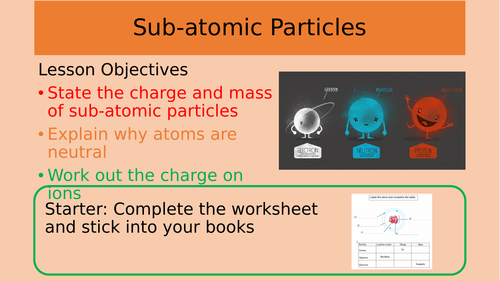 Sub Atomic Particles and Isotopes | Teaching Resources