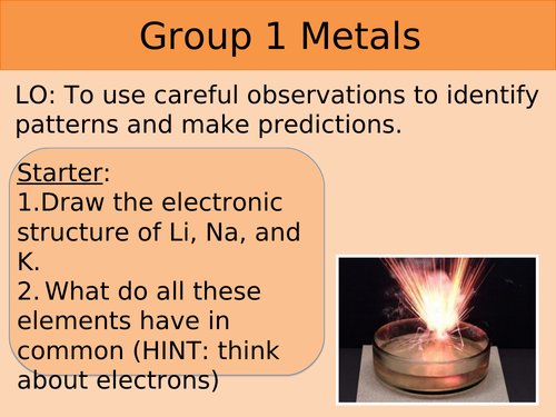 Exploring Group 1 Metals | Teaching Resources