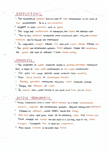 GCSE Biology Diffusion and Gas Exchange Revision Posters | Teaching ...