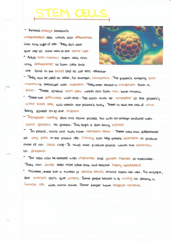 GCSE Biology Stem Cells and Therapeutic Cloning | Teaching Resources