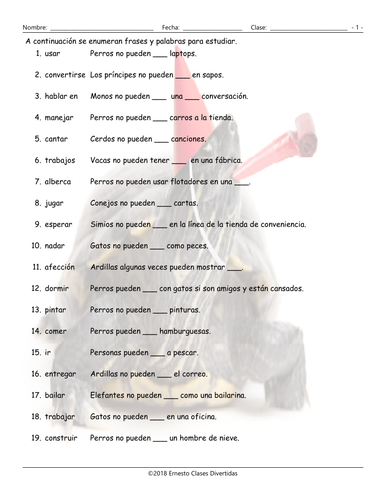 Ability Modals Spanish Study Sheet | Teaching Resources