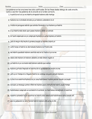 Conditional Sentences Type 3 Spanish Scrambled Sentences Worksheet ...