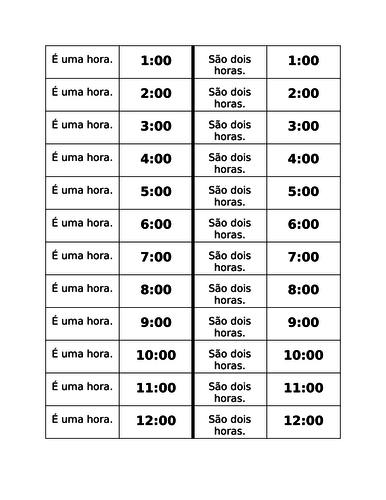 Horas (Time in Portuguese) Dominoes | Teaching Resources