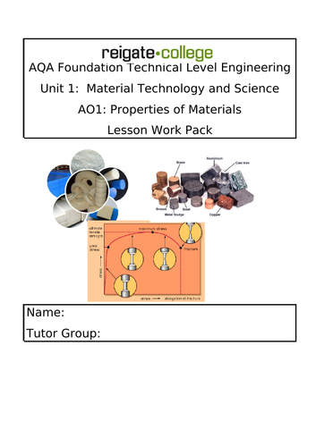 TVQ Level 3 Engineering Unit 1 - Material Properties | Teaching Resources