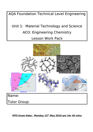 TVQ Level 3 Engineering - Unit 1: Engineering Chemistry | Teaching ...