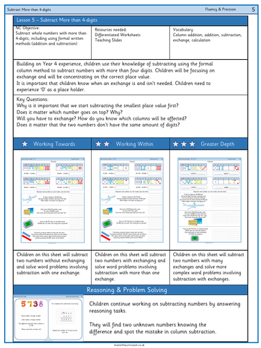 Year 5- Week 1- Addition and Subtraction Differentiated Worksheets ...