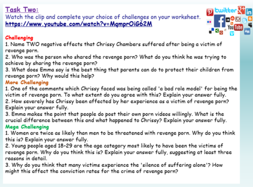 Revenge Porn - Social Media Safety / RSE | Teaching Resources