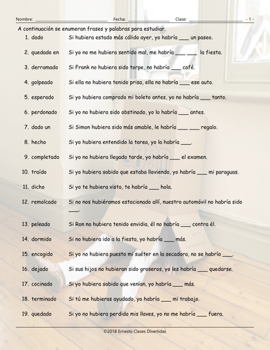 Conditional Sentences Type 3 Spanish Study Sheet | Teaching Resources