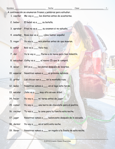 Future Simple Tense with Going To Spanish Study Sheet | Teaching Resources