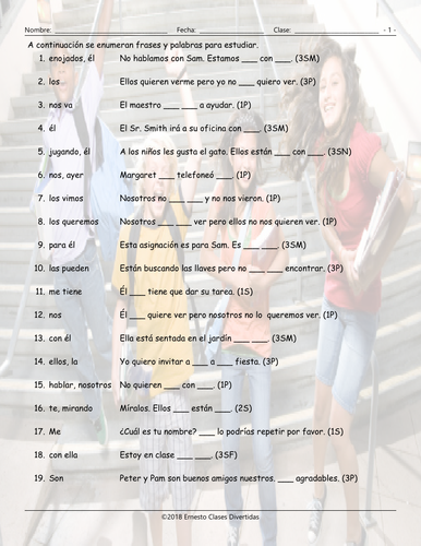 Object Pronouns Spanish Study Sheet | Teaching Resources