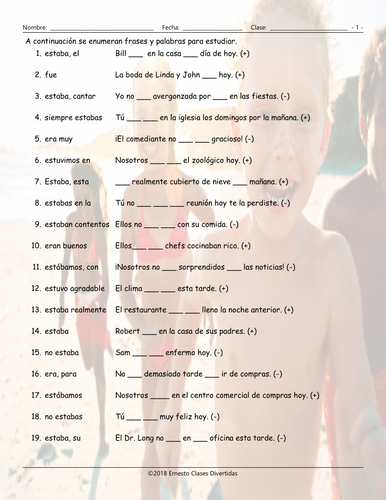 Past Simple with Verbs Estar and Ser Spanish Study Sheet | Teaching ...
