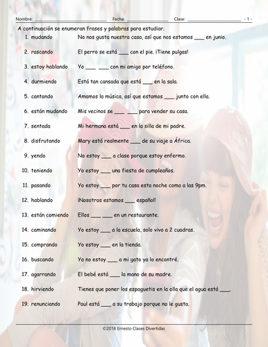 Present Continuous Tense Spanish Study Sheet | Teaching Resources
