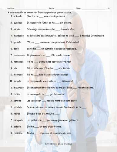 Present Perfect Tense Spanish Study Sheet | Teaching Resources