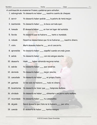 Regret Modals Spanish Study Sheet | Teaching Resources