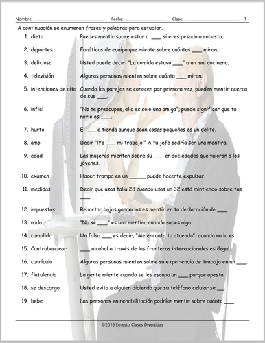 Cheaters and Dishonesty Spanish Study Sheet | Teaching Resources