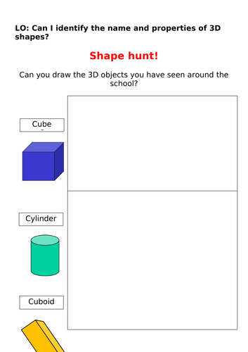 Year 1 Maths 3D Shape Lesson plan and complete resources | Teaching Resources
