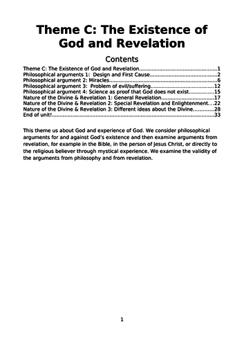 AQA GCSE Religious Studies Theme C: Existence of God and Revelation ...