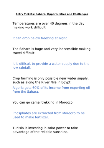 AQA 9-1 Sahara Desert - Opportunities and Challenges, Complete Lesson ...