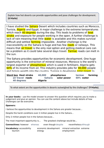AQA 9-1 Sahara Desert - Opportunities and Challenges, Complete Lesson ...