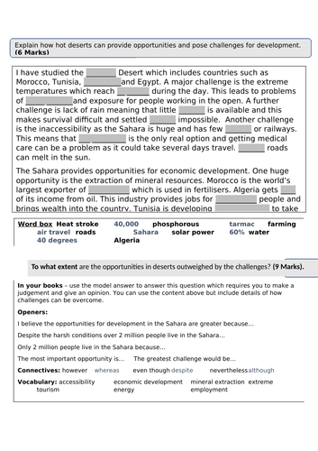 AQA 9-1 Sahara Desert - Opportunities and Challenges, Complete Lesson ...