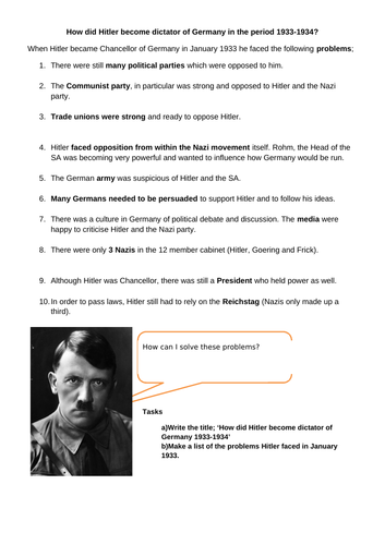 Edexcel 9-1 Weimar & Nazi Germany- How did Hitler establish his ...