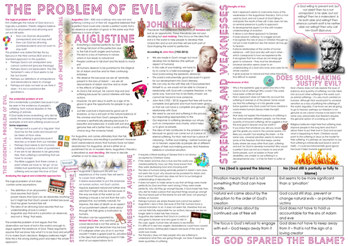 OCR Philosophy and Religion: Problem of Evil Learning Mat | Teaching ...