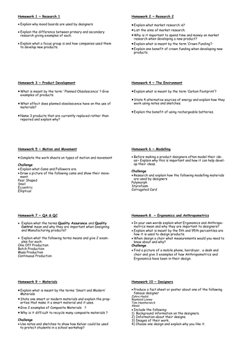 Key Stage 3 Homework Tasks | Teaching Resources