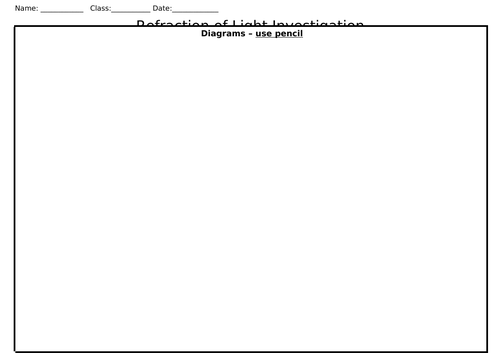 Igcse Refraction Of Light Investigation Waves Teaching Resources
