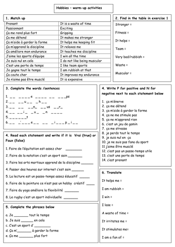 KS3/KS4 French - Hobbies super-pack (43 resources) | Teaching Resources