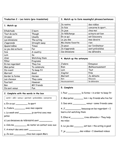 KS3/KS4 French - Hobbies super-pack (43 resources) | Teaching Resources