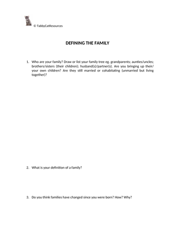 AQA Sociology Families & Households: Introduction to the Family and ...