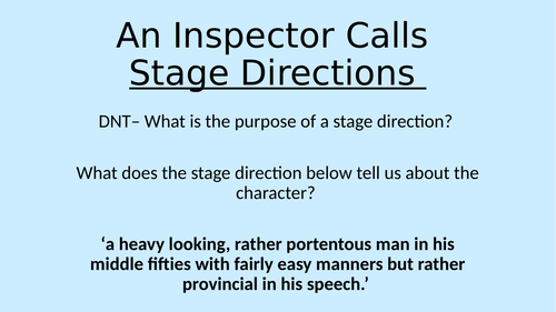 Stage Directions in An Inspector Calls | Teaching Resources
