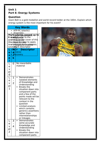 Btec Sport - Level 3 -Unit 1 - Structure Strip - The ATP-PC Alactic System (Energy Systems ...
