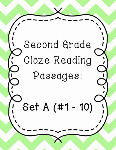 Second Grade Cloze Reading Passages Set A (#1-10) | Teaching Resources