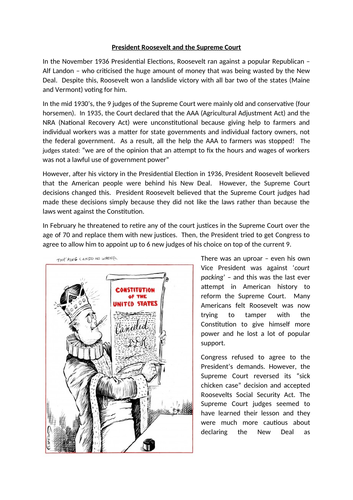 Roosevelt's New Deal and the US Supreme Court | Teaching Resources