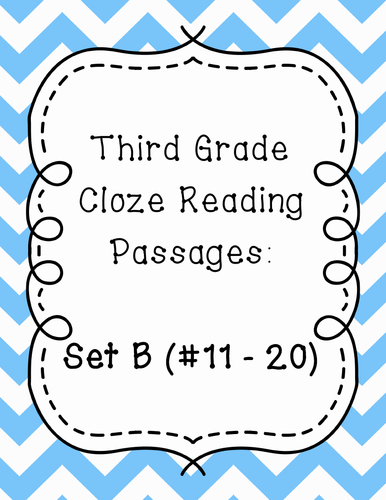 Third Grade Cloze Reading Passages Set B (#11-20) | Teaching Resources