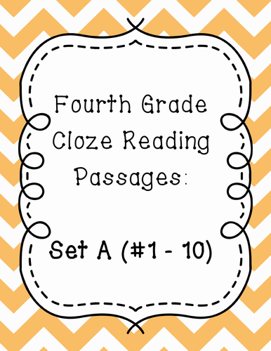 Fourth Grade Cloze Reading Passages Set A (#1-10) | Teaching Resources