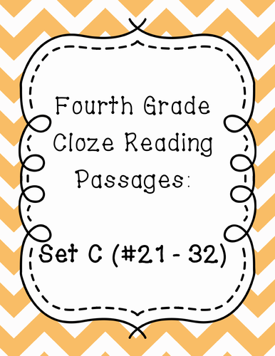 Fourth Grade Cloze Reading Passages Set C (#21-33) | Teaching Resources