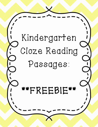 Kindergarten Cloze Reading Passages FREEBIE | Teaching Resources