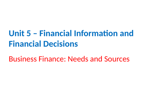 IGCSE Business Studies - Section 5 - Financial Information and ...