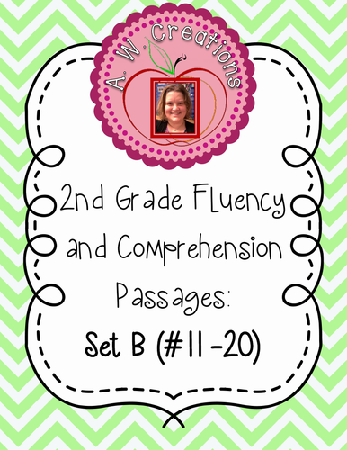 2nd Grade Fluency Passages with Comprehension Questions Set B (#11-20 ...