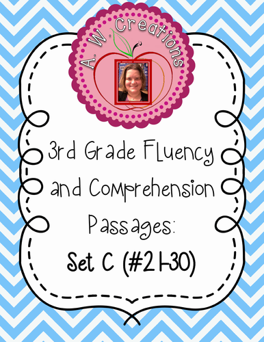 3rd Grade Fluency Passages with Comprehension Questions Set C (#21-30 ...