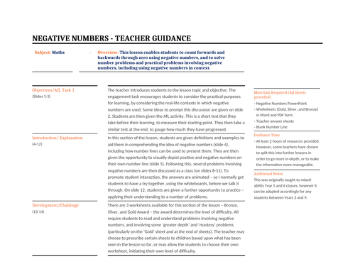 KS2 Negative Numbers! | Teaching Resources