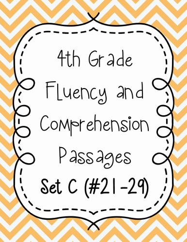 4th Grade Fluency Passages with Comprehension Questions Set C (#21-30 ...